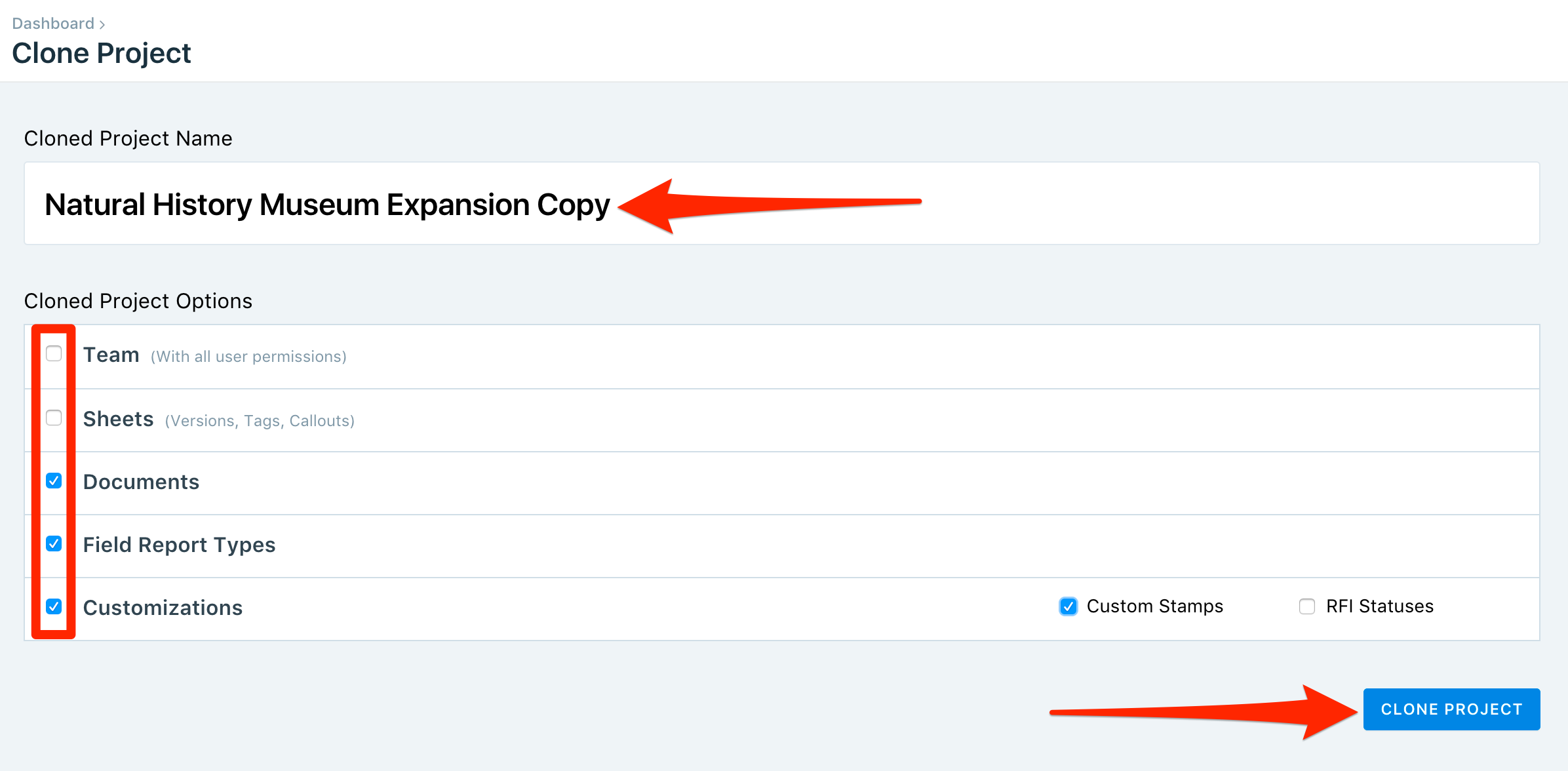 Creating a Project Duplicate – PlanGrid
