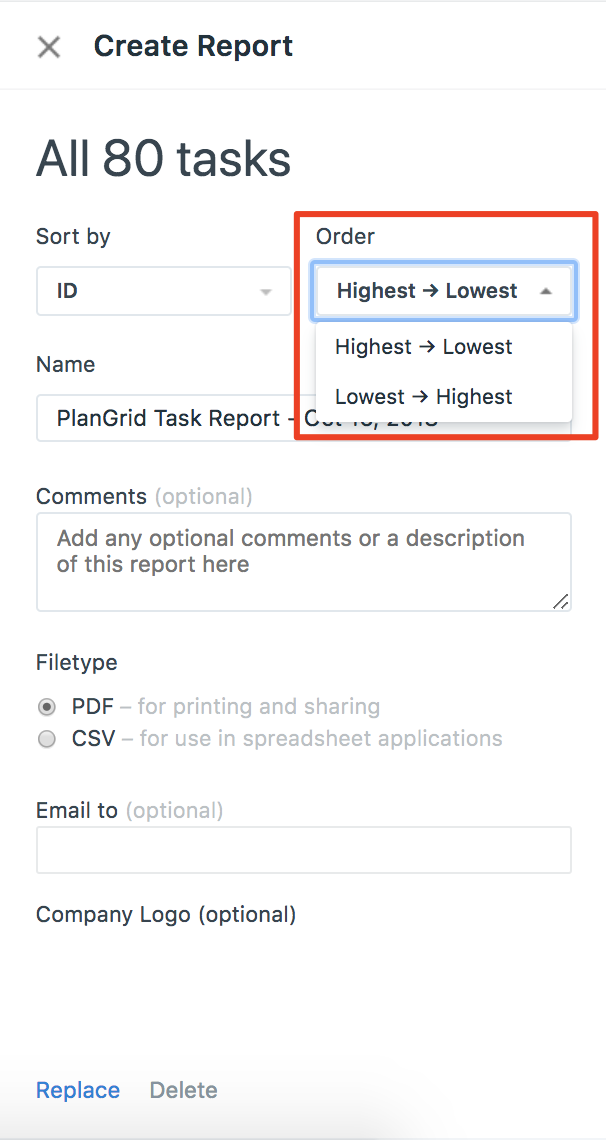 Creating Detailed Tasks Reports – PlanGrid